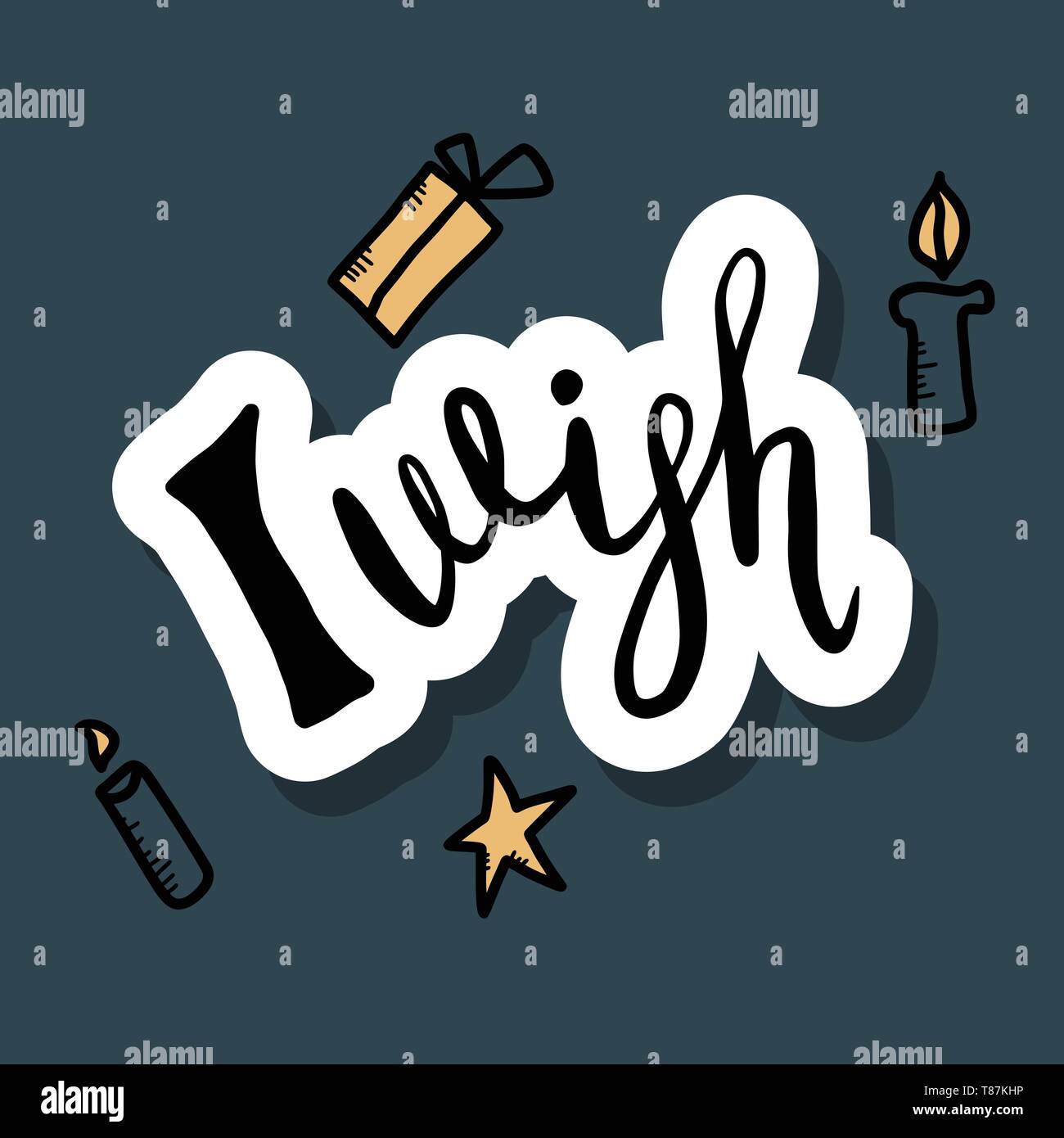 I wish vector sticker lettering with decoration Stock Vector Image ...