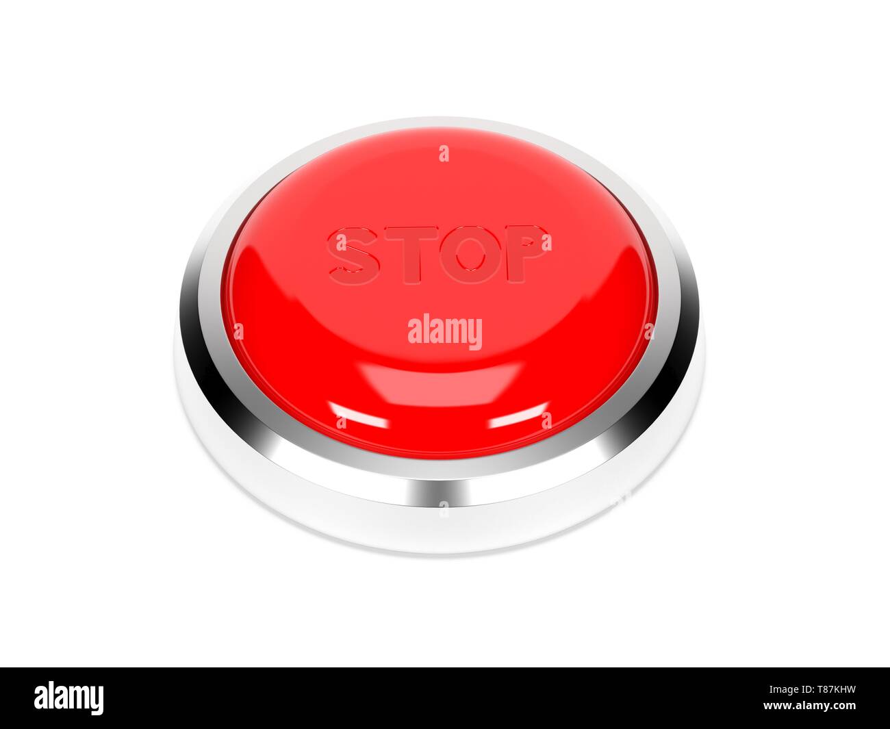 Red STOP button. 3d rendring illustration isolated on white background ...