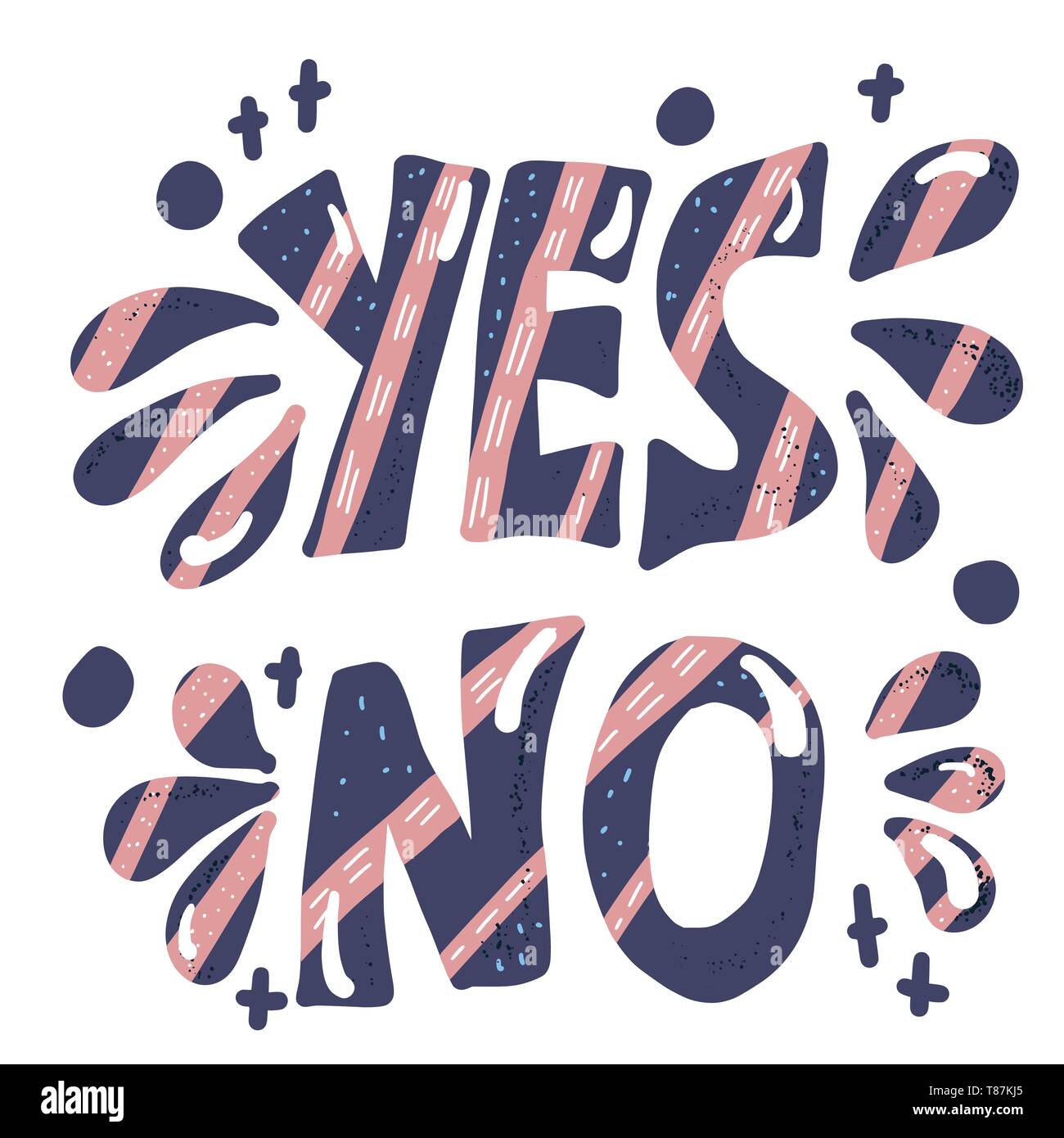 Yes and no lettering. Handwritten words with decoration isolated on ...