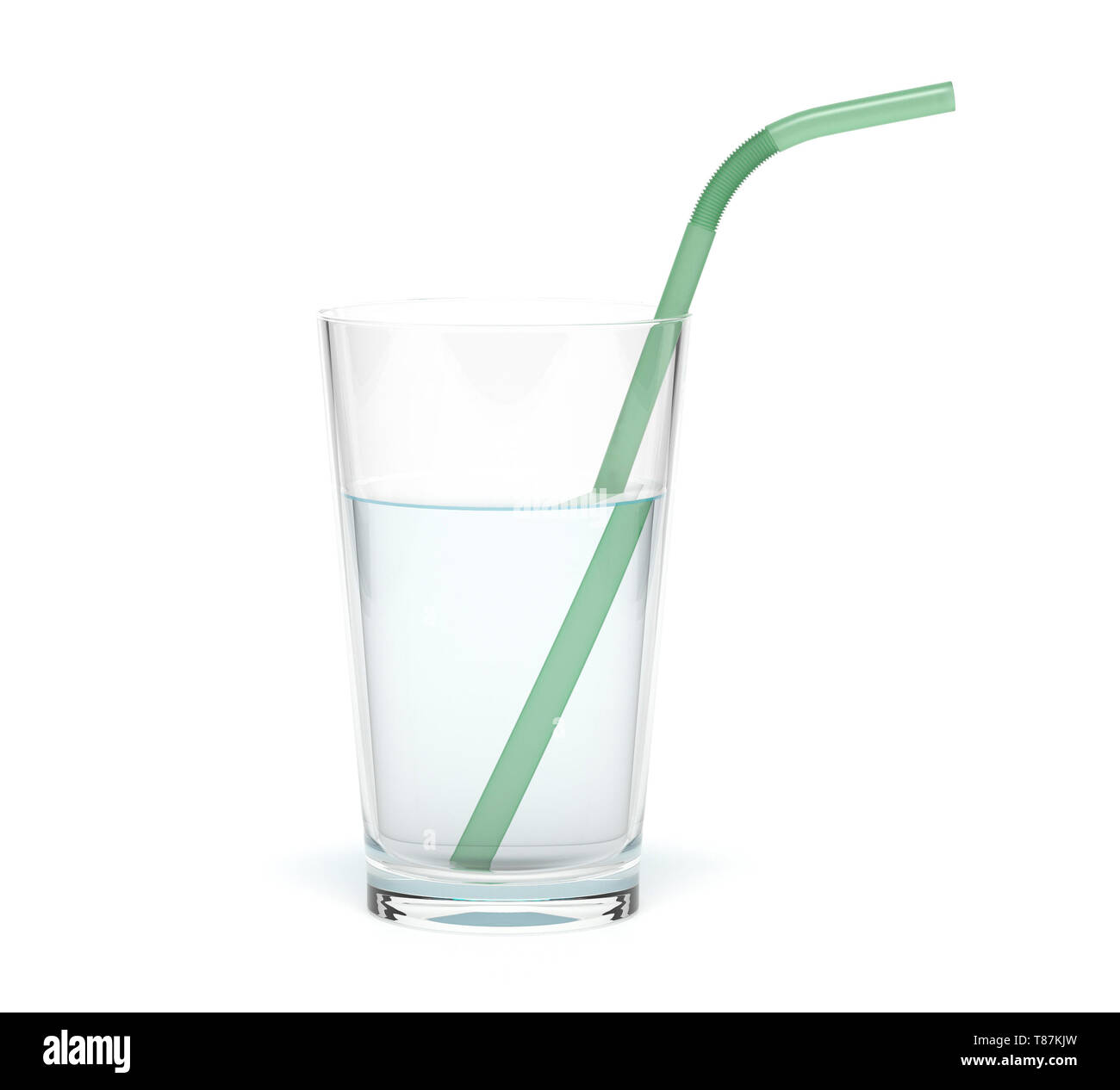 Glass of water with a drinking straw. 3d rendering illustration ...