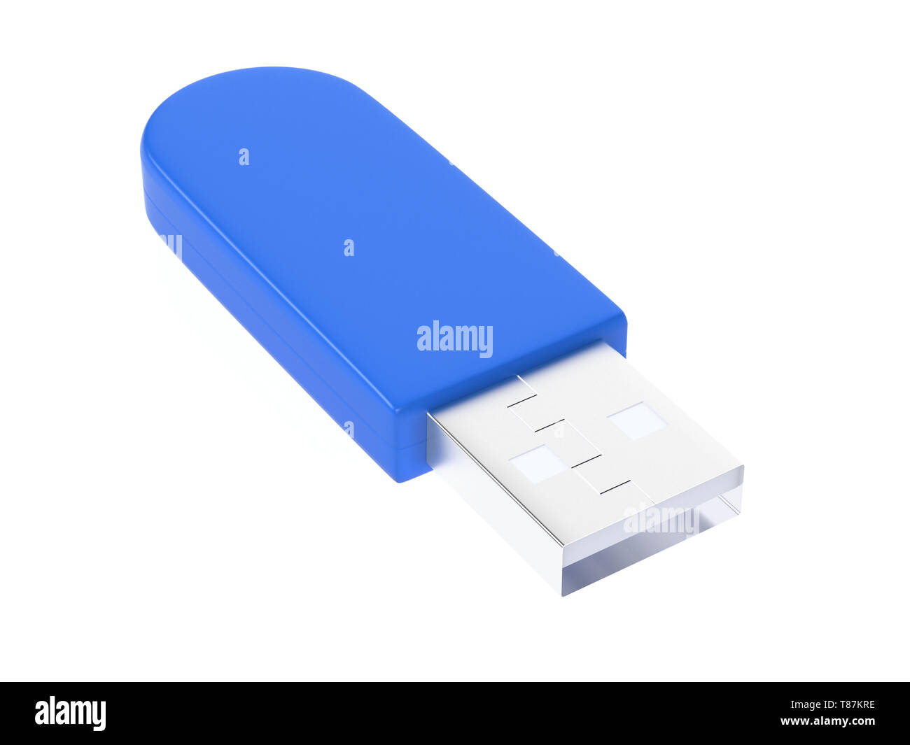 Blue USB stick. 3d rendering illustration isolated on white background ...