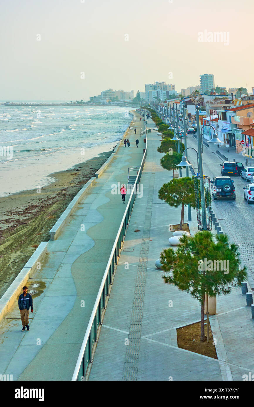 Larnaca, Cyprus - January 24, 2019: New sea-front and promenade in ...