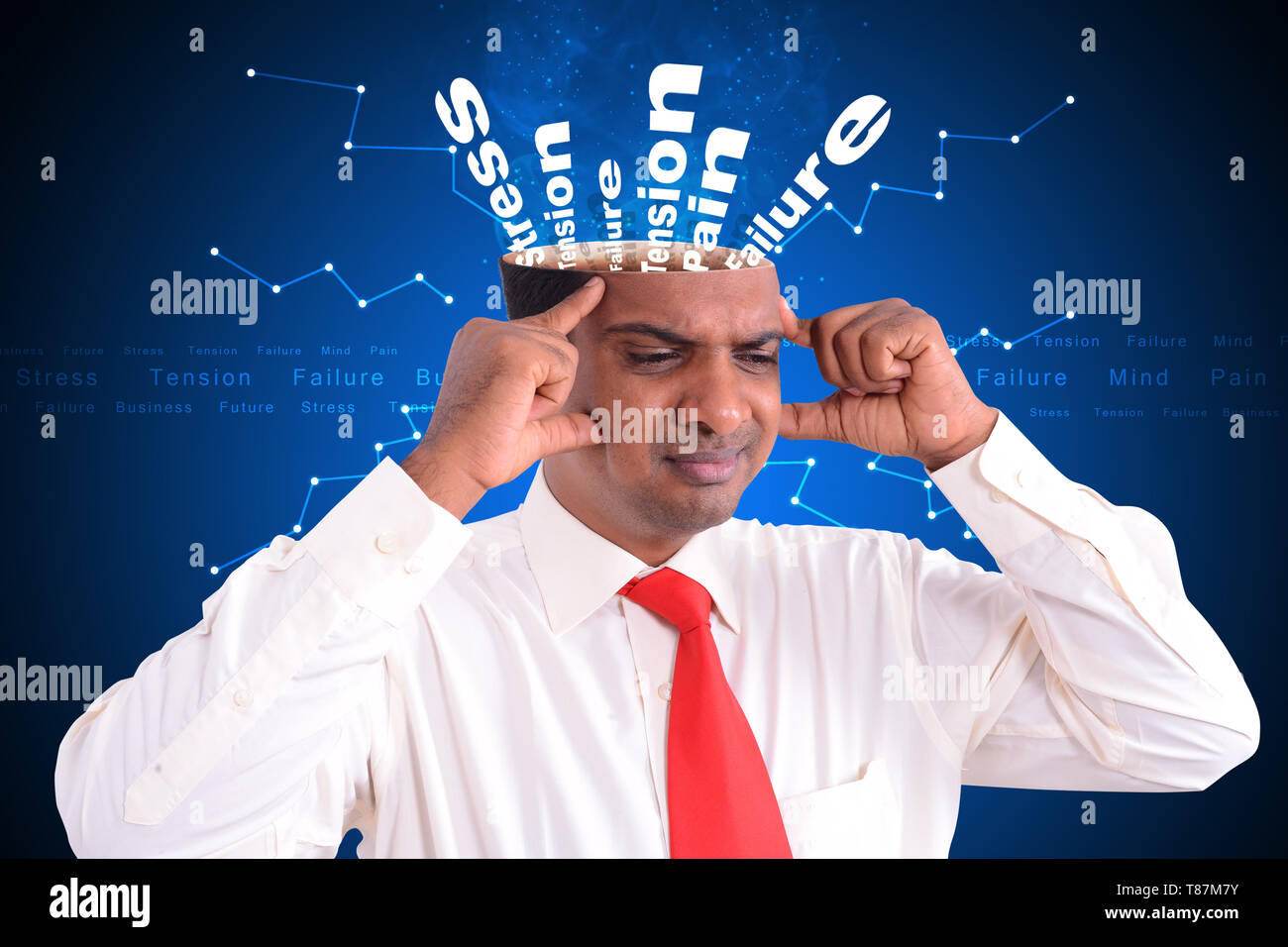 Man head fill with words Stock Photo - Alamy