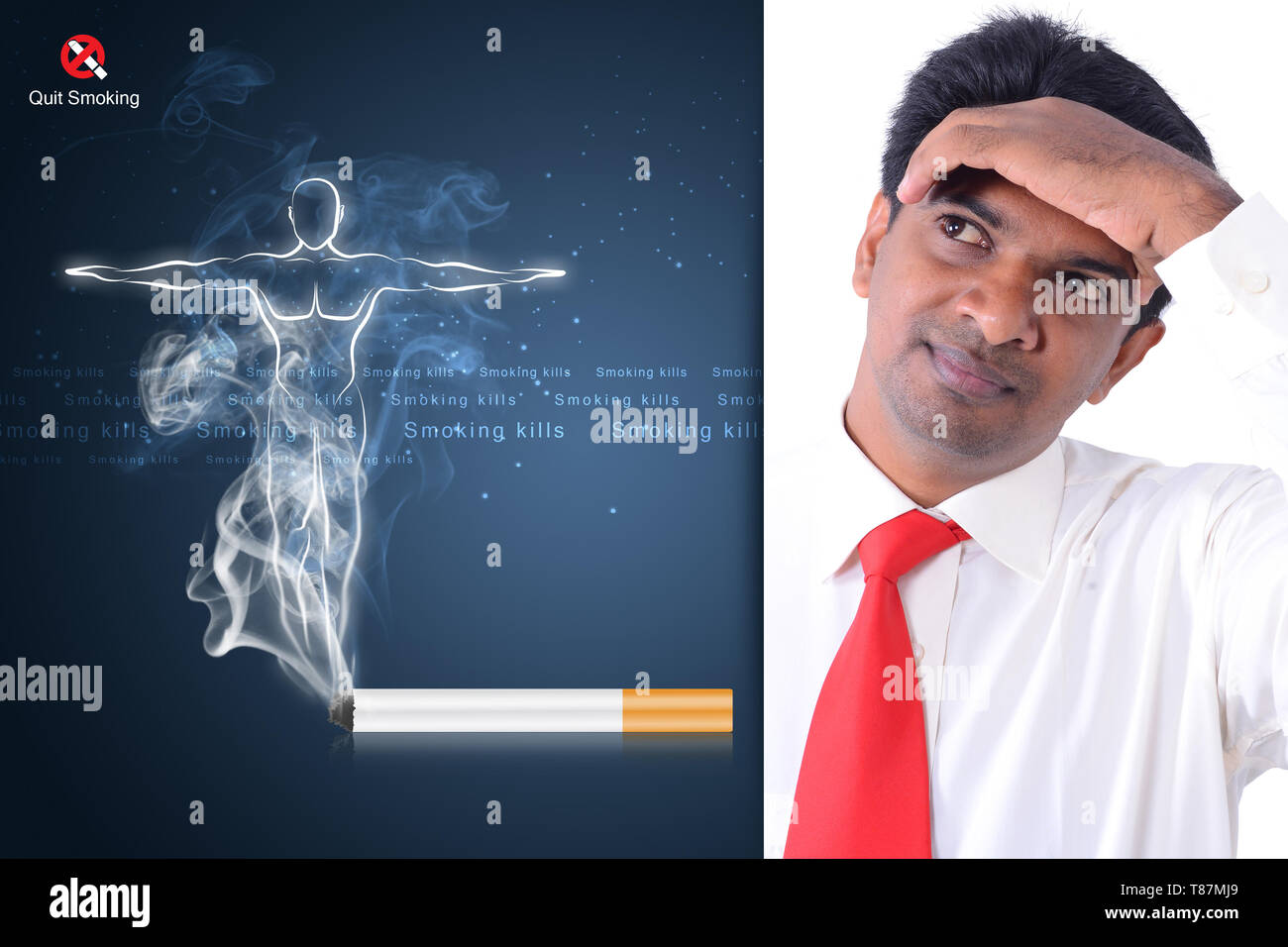 Man thinking about Cigarette smoking Stock Photo - Alamy