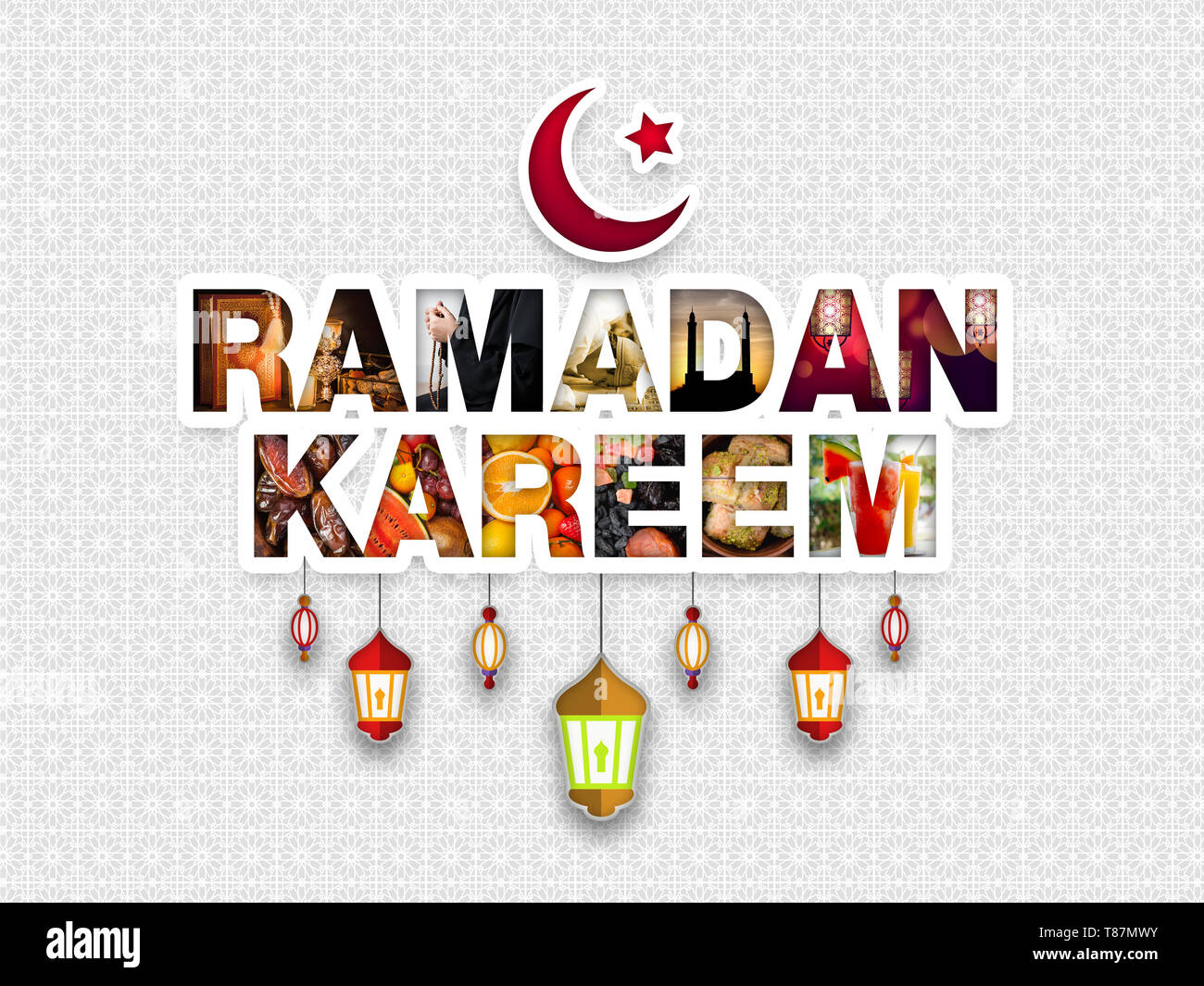 Ramadan Kareem Greetings illustrating images inside the text Stock ...