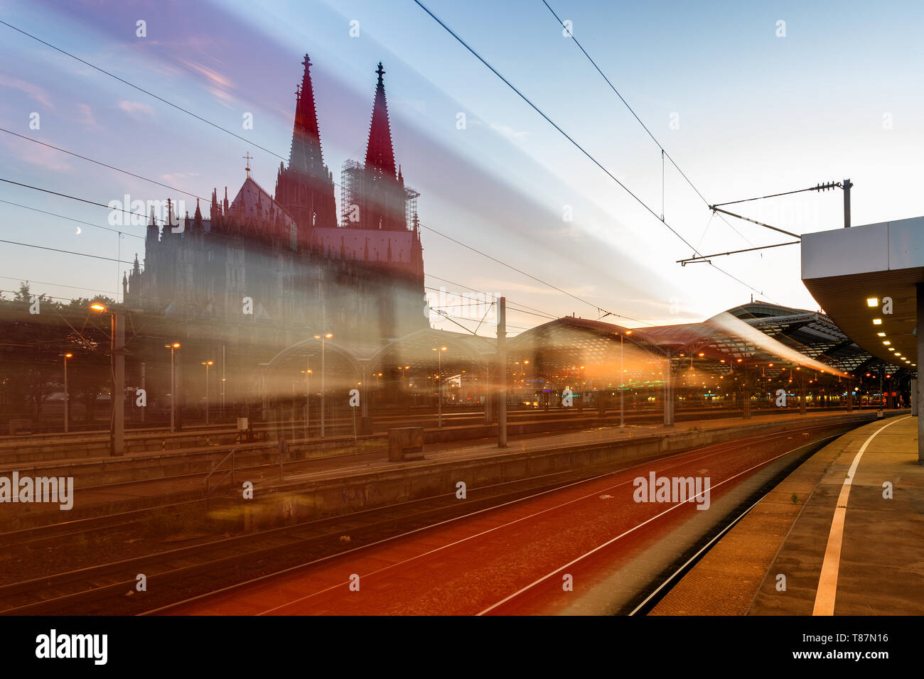 train in motion, Cologne. Cologne Cathedral Stock Photo - Alamy