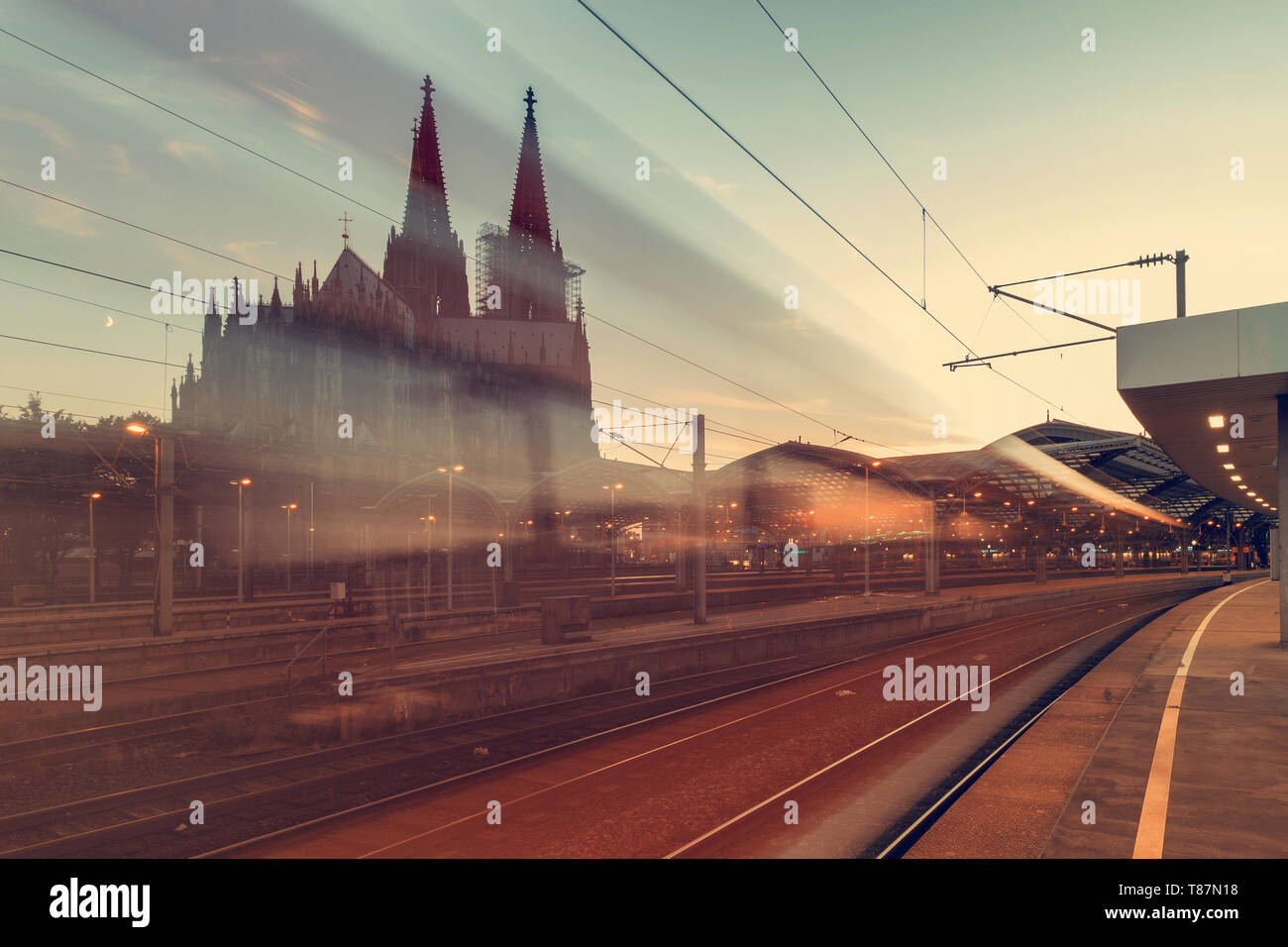train in motion, Cologne. Cologne Cathedral Stock Photo - Alamy