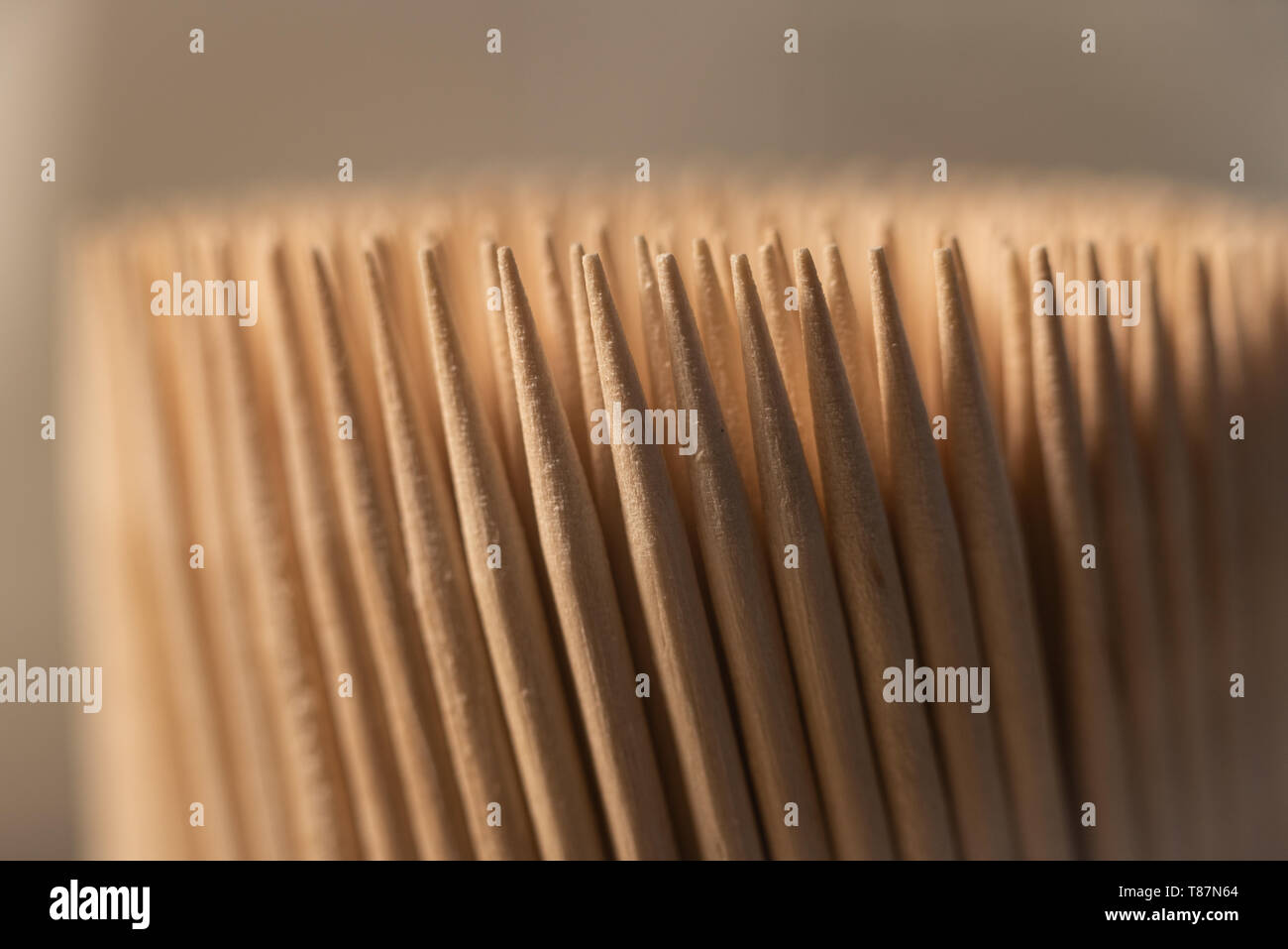 Wooden toothpicks in front view for hygiene Stock Photo - Alamy