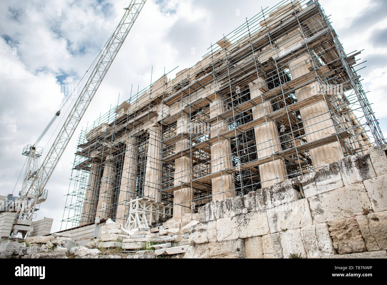 Parthenon Under Construction Acropolis Athens Greece // ATHENS, Greece — The ancient Acropolis ...