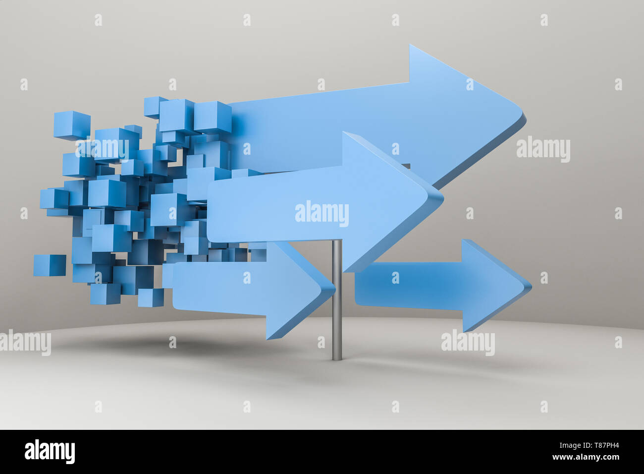 3d rendering, 3d model of arrow, the concept of development and ...