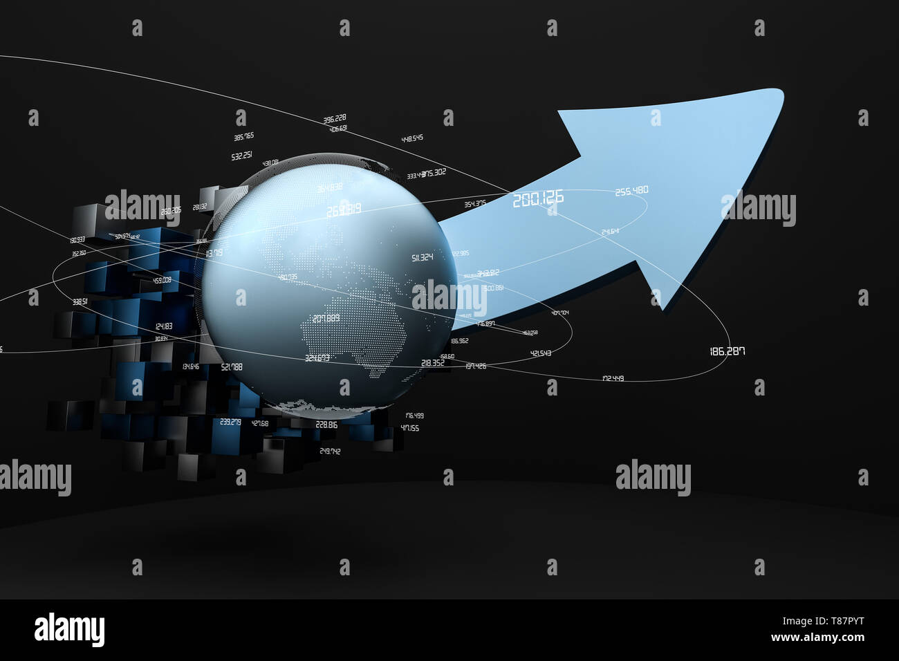 3d rendering, 3d model of arrow, the concept of development and ...