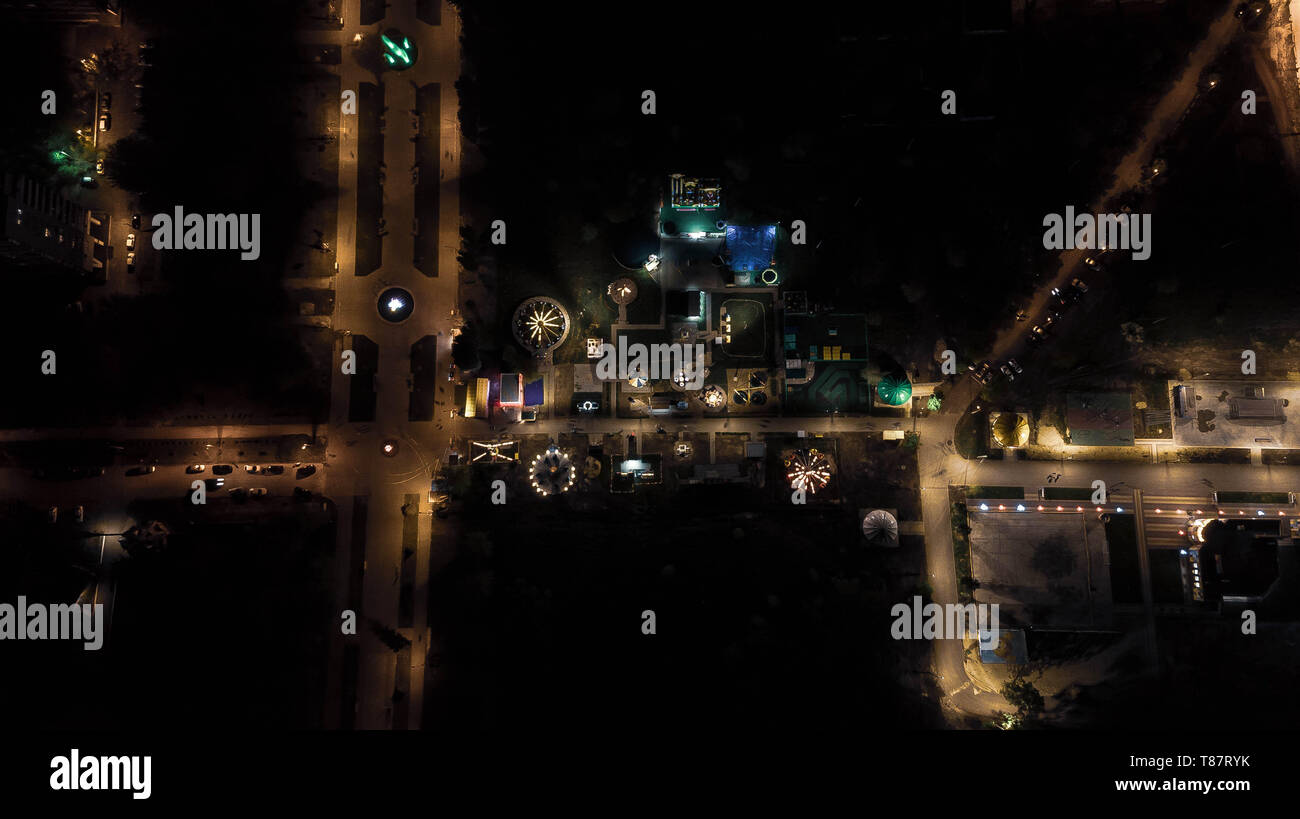 Children playground on yard activities in public park in the night ...