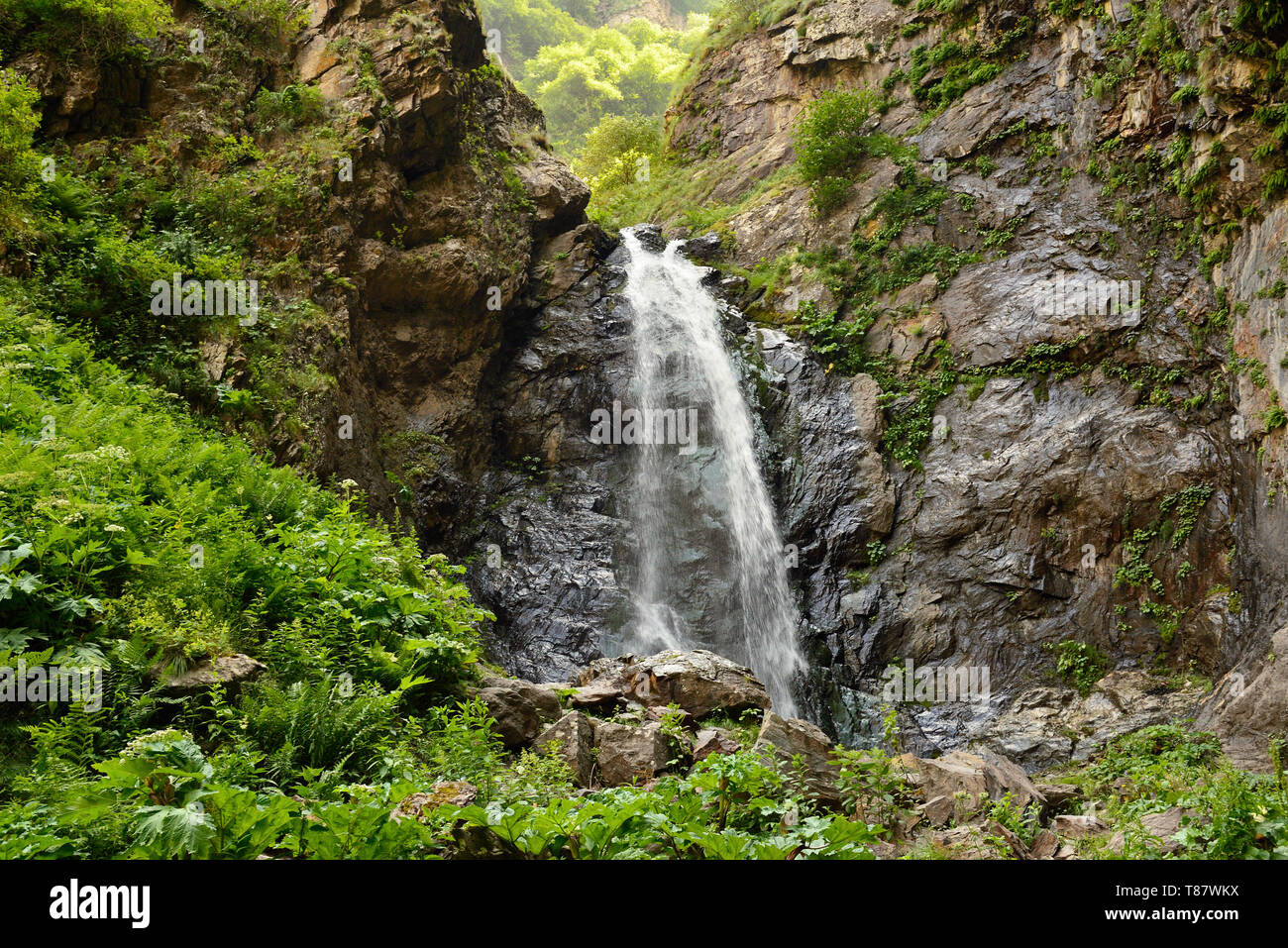 Caucasus mountains, Gveleti Small Waterfalls being in a Dariali Gorge ...