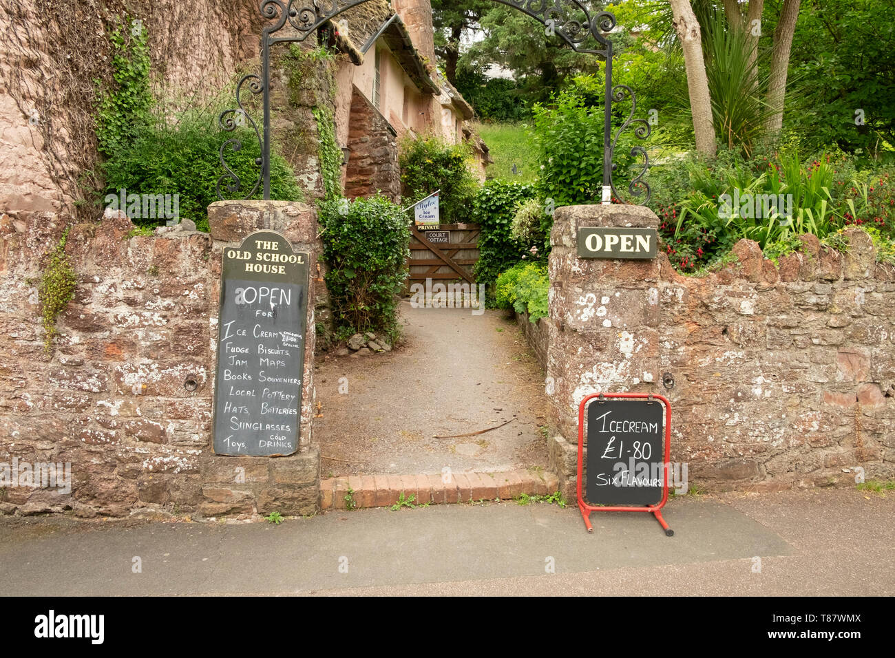 Entrance to traditional village tourist shop, Cockington,Devon,England ...