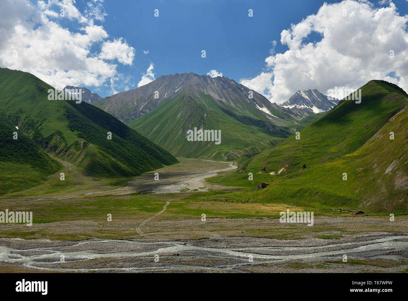 Caucasus mountains, Beautiful Truso Truso Gorge near the Kazbegi city ...