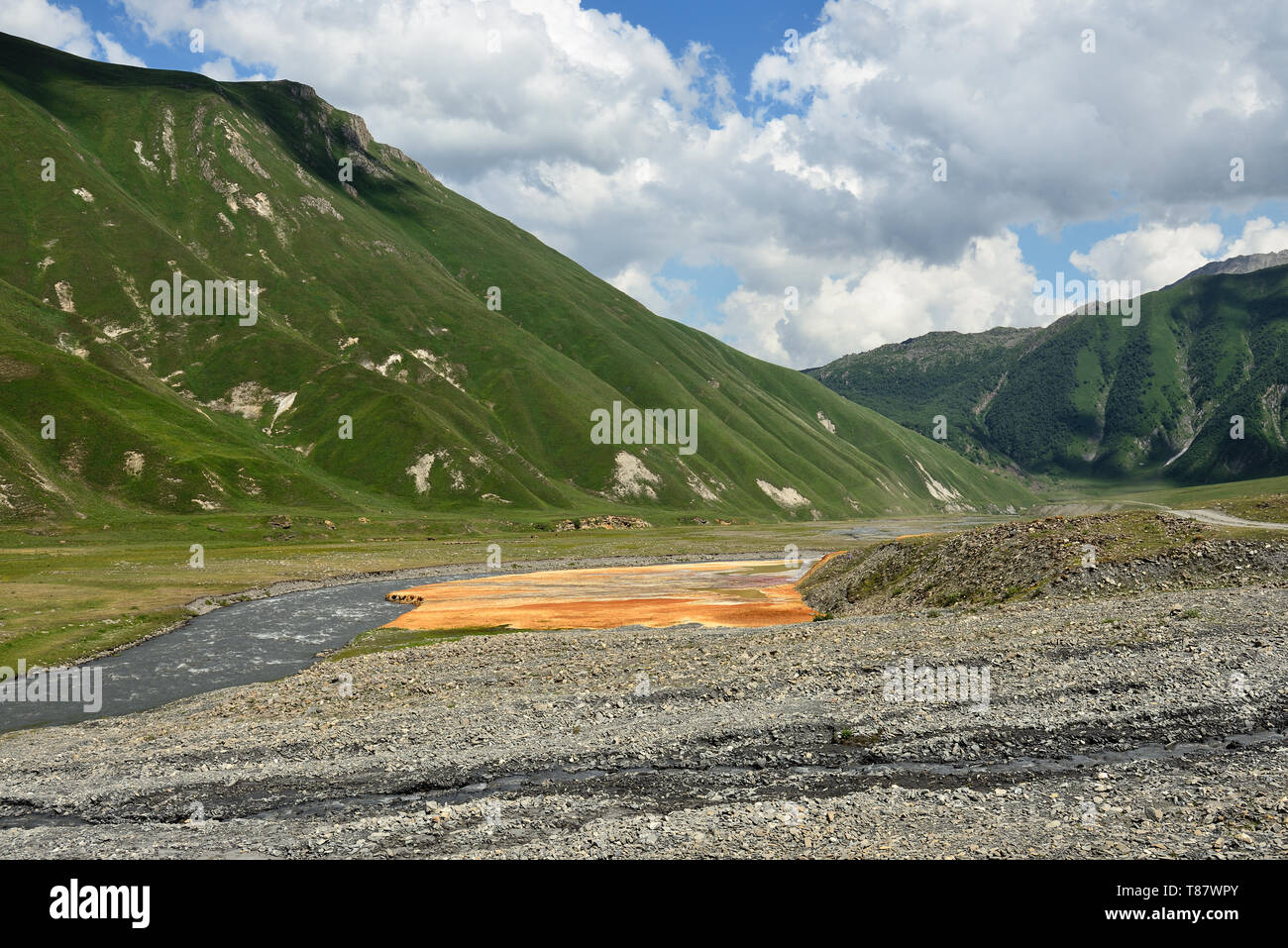 Caucasus mountains, Beautiful Truso. Truso Gorge near the Kazbegi city ...