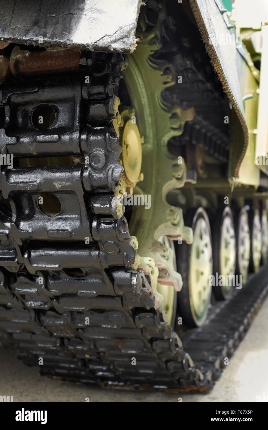 the chassis of a military tank close view Stock Photo - Alamy