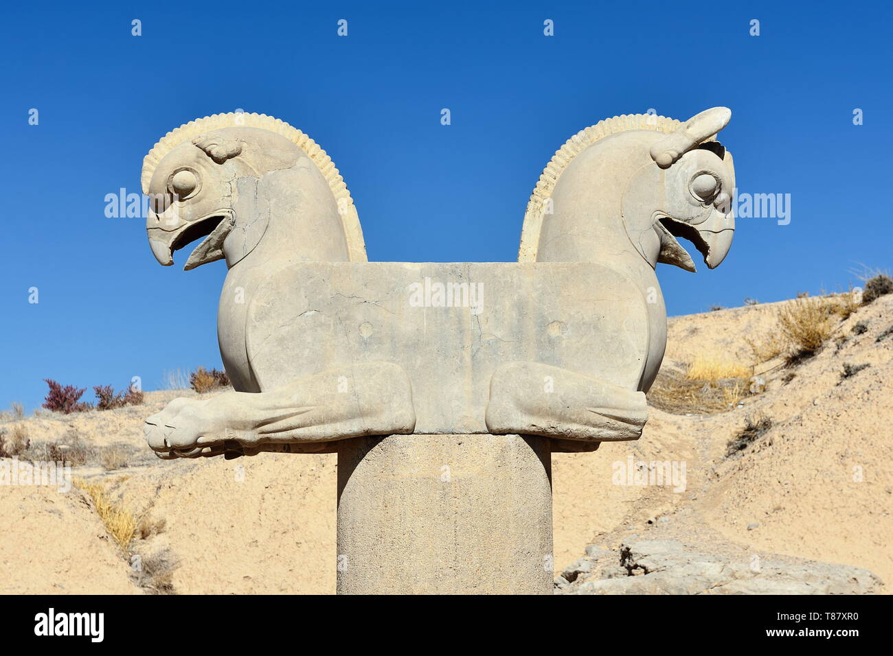 The Gate with beautiful sculpture eagles in the ruins of Ancient ...