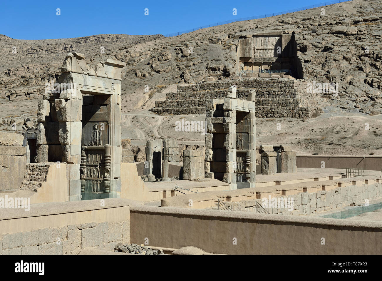 The Gate with beautiful reliefs in the ruins of Ancient Persepolis ...