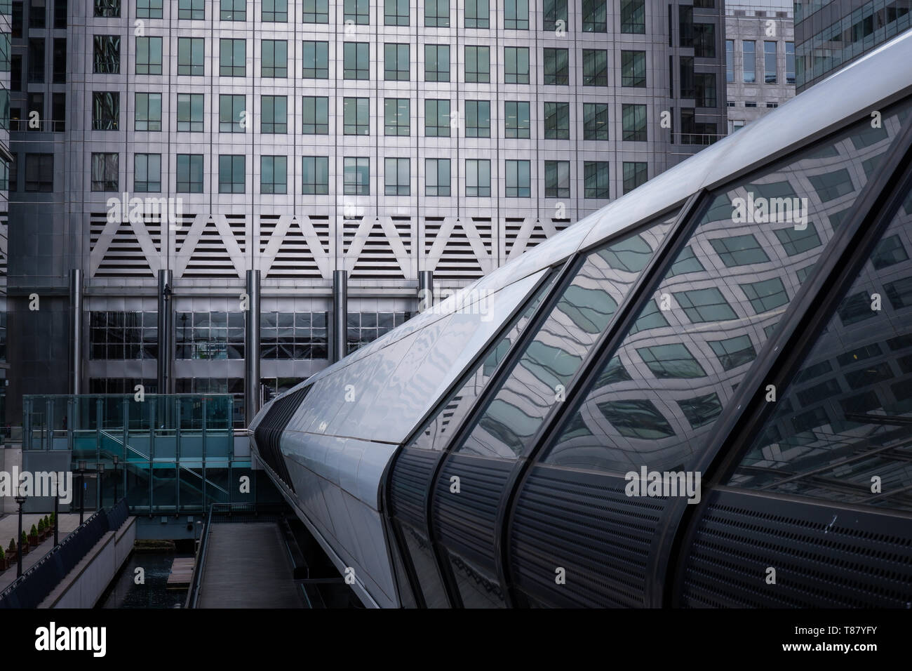 View from Crossrail Place of the Adams Plaza Bridge with the ...