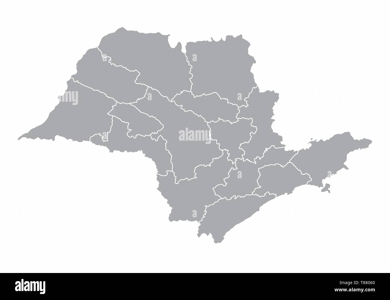 A gray map of the Sao Paulo State regions, Brazil Stock Vector Image ...