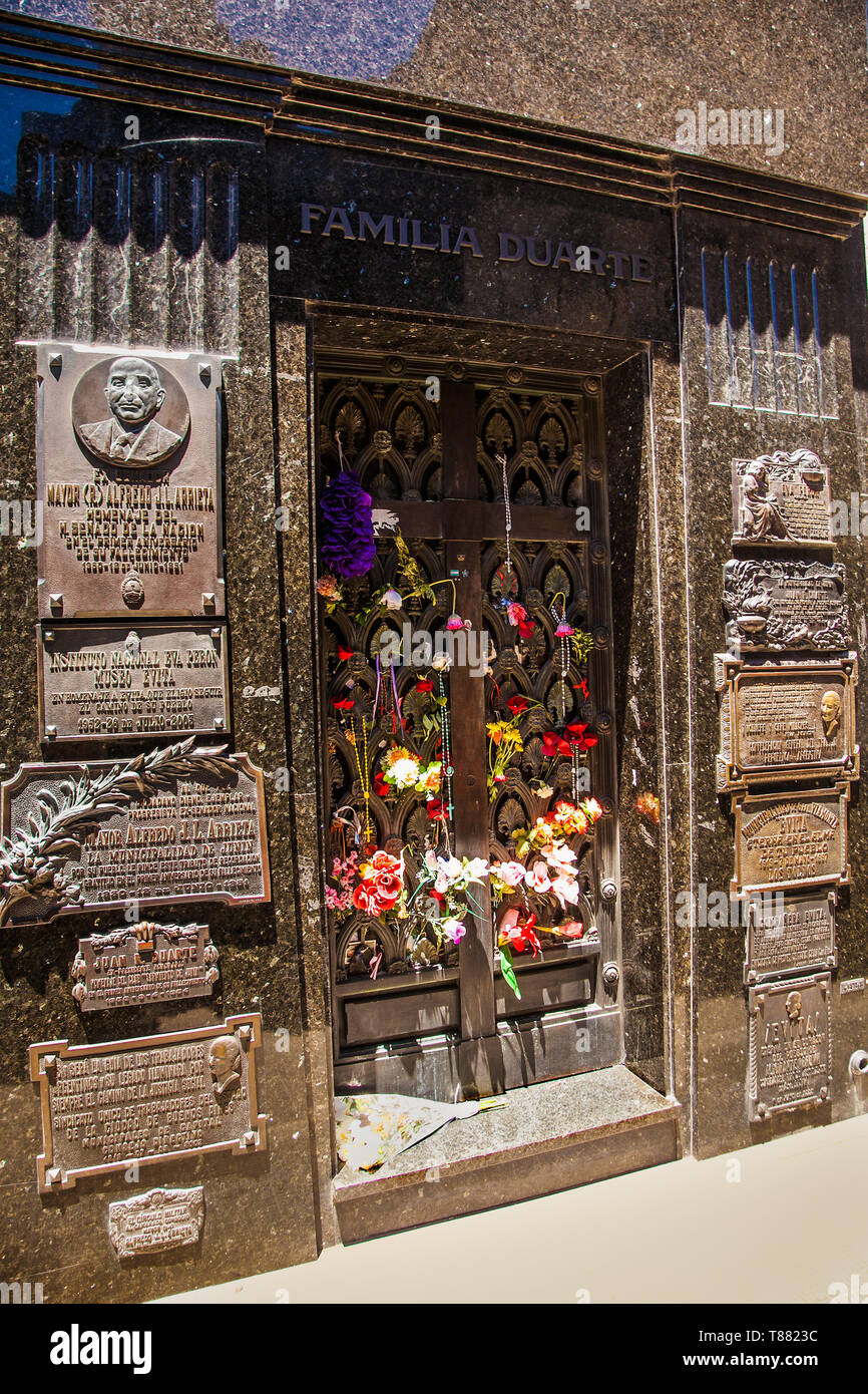Buenos Aires, Argentina - Dec 25, 2018: Grave tombstone of Eva Peron in ...
