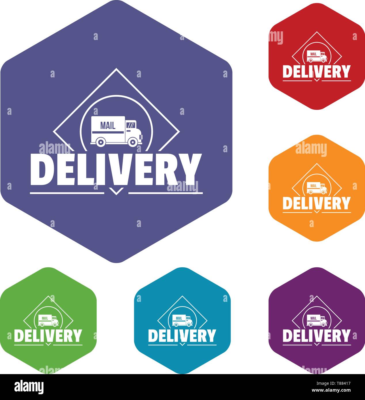 Delivery truck icons vector hexahedron Stock Vector Image & Art - Alamy