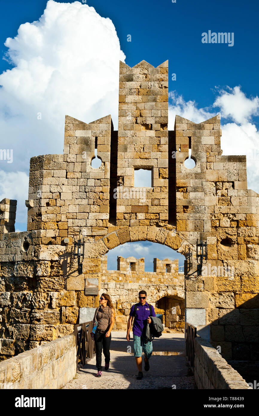 Muralla medieval, Ciudad de Rodas, Isla de Rodas, Dodecaneso, Grecia ...