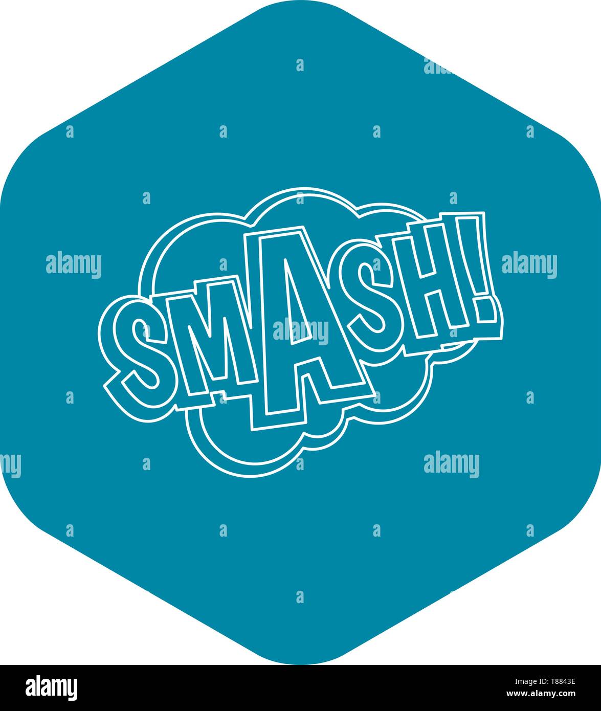Smash, comic text sound effect icon, outline style Stock Vector Image ...