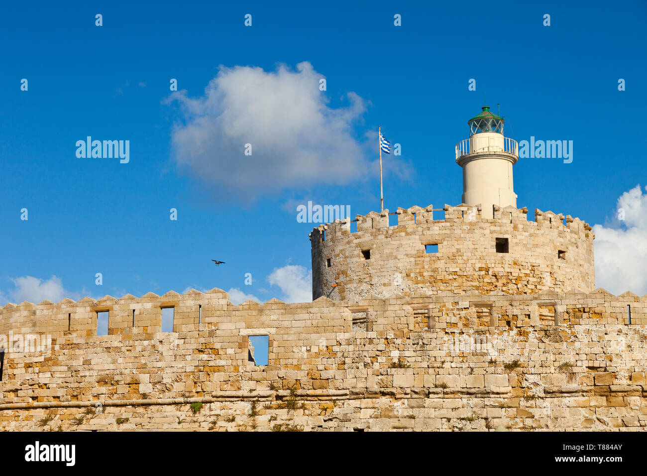Faro en el Fuerte de San Nicolás, Ciudad de Rodas, Isla de Rodas ...