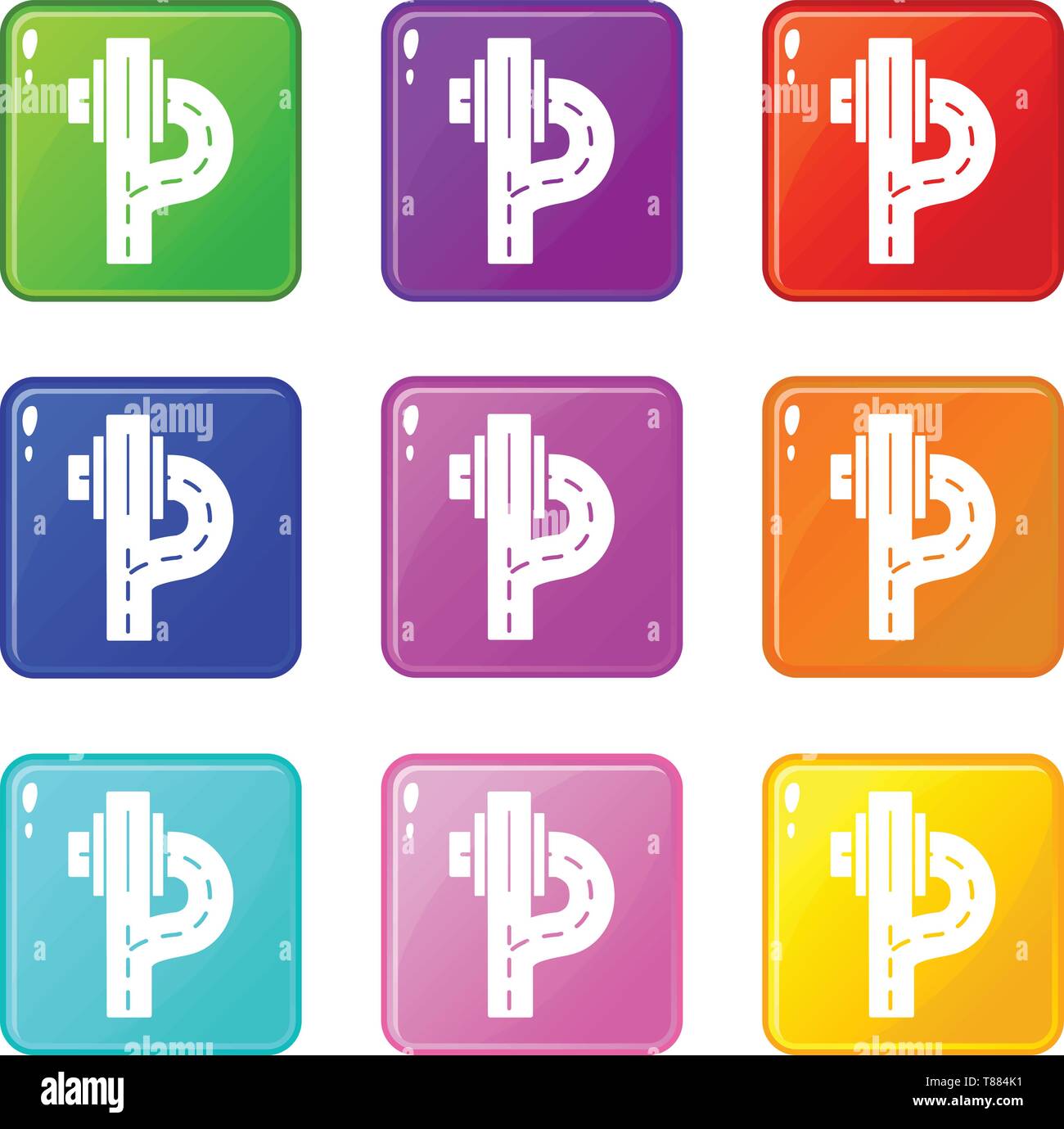 Autobahn icons set 9 color collection Stock Vector Image & Art - Alamy