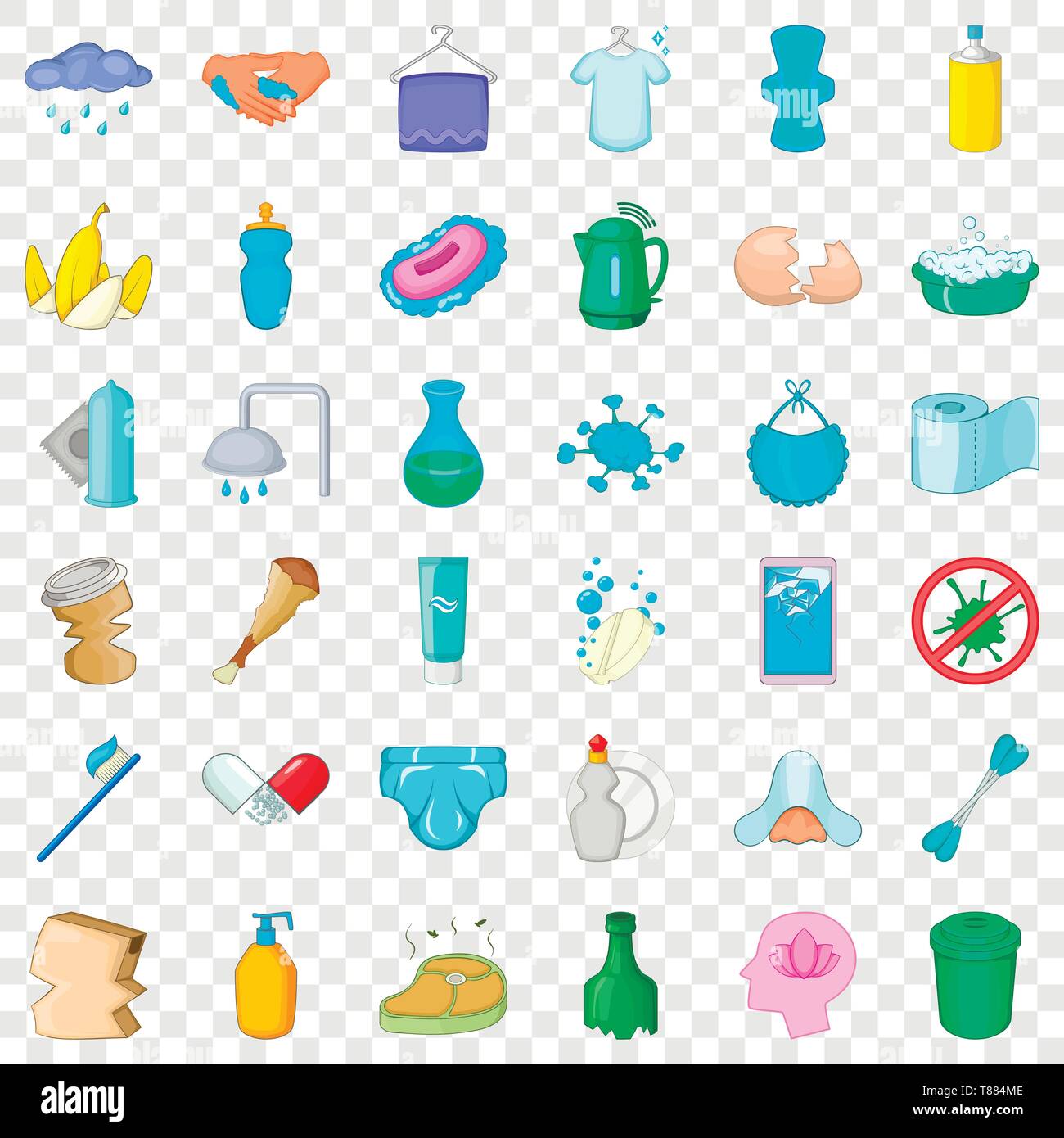 Cleaning icons set, cartoon style Stock Vector Image & Art - Alamy