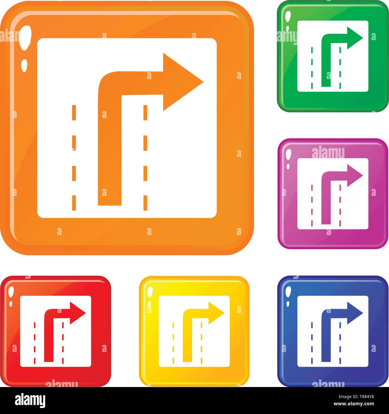 Turn right traffic sign icons set vector color Stock Vector Image & Art ...