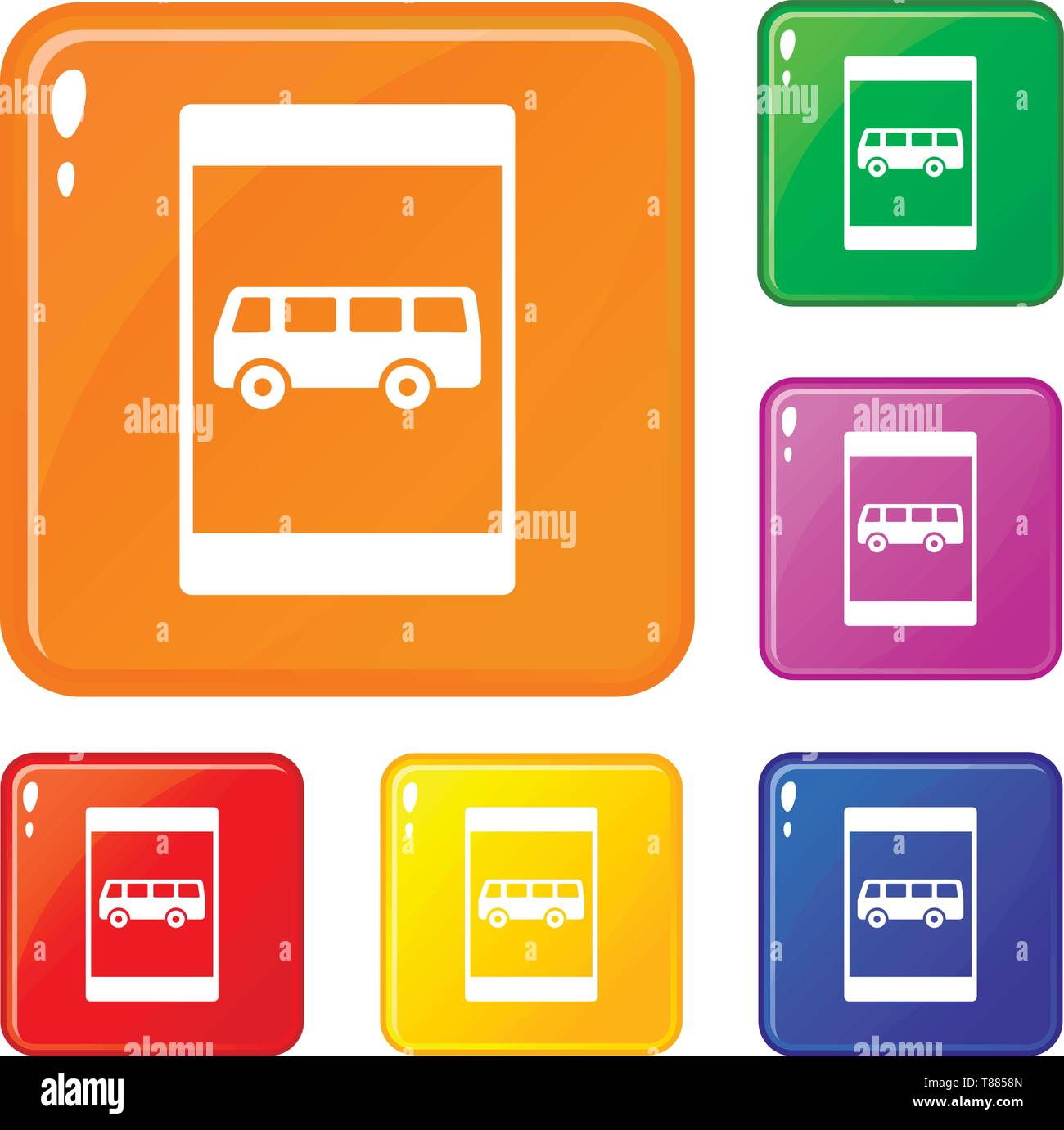 Bus stop sign icons set vector color Stock Vector Image & Art - Alamy