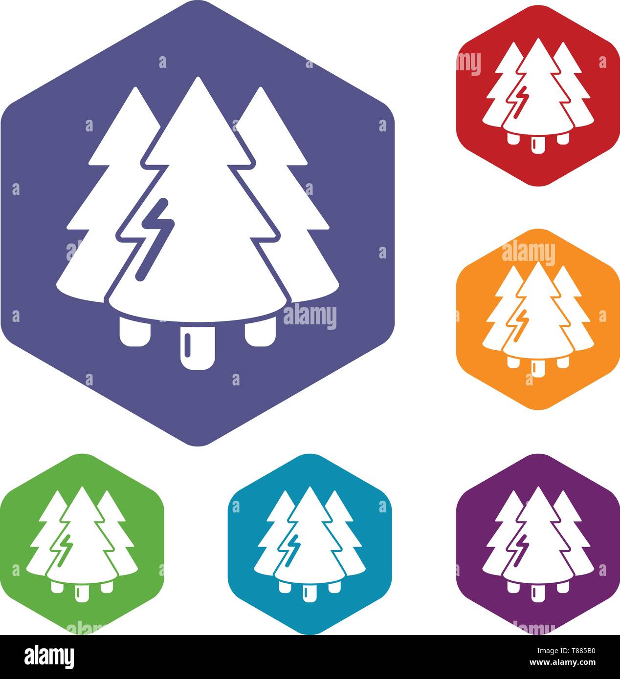 Coniferous forest icons vector hexahedron Stock Vector Image & Art - Alamy