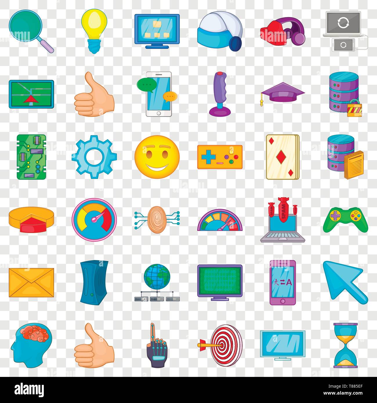 Computer game icons set, cartoon style Stock Vector Image & Art - Alamy