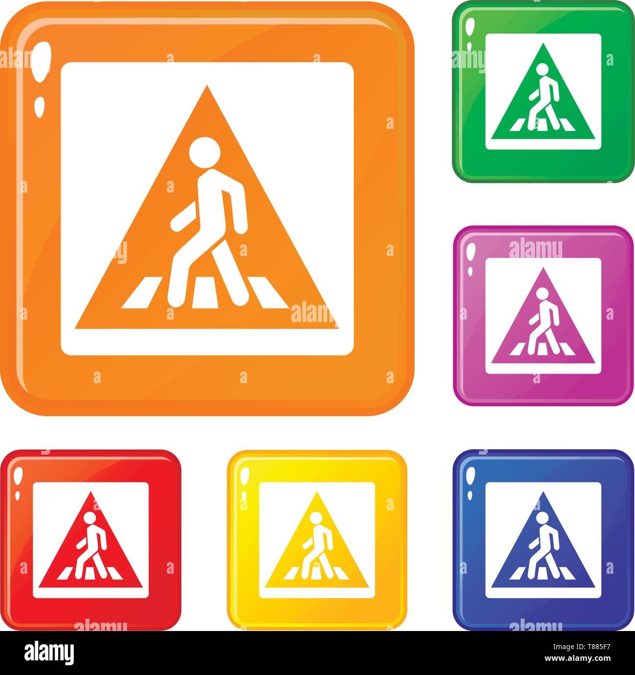 Pedestrian road sign icons set vector color Stock Vector Image & Art ...