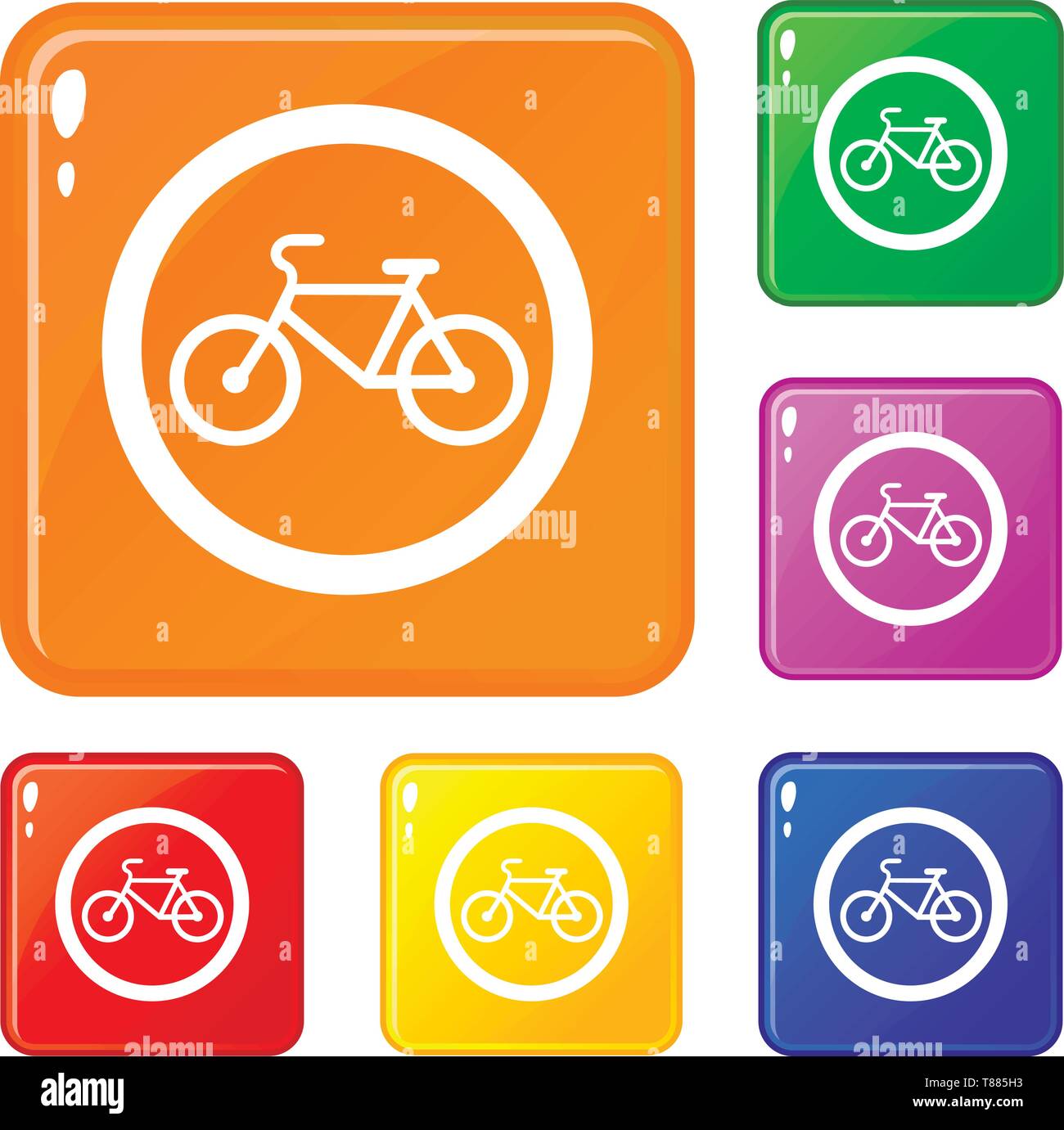 Travel by bicycle is prohibited traffic sign icons set vector color ...