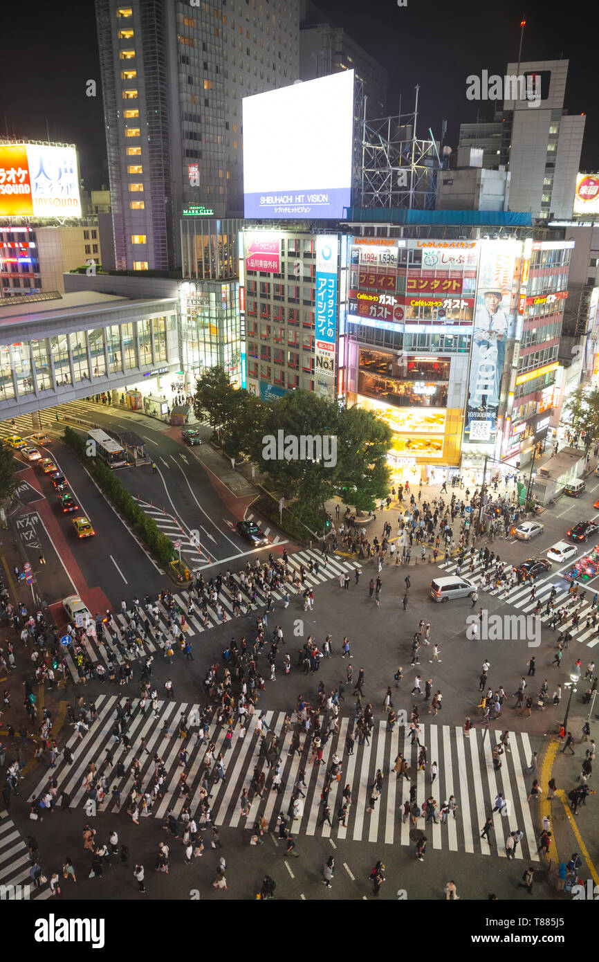 tokyo,japan - oct,8,2018:Shibuya crossroad is the one of the most ...
