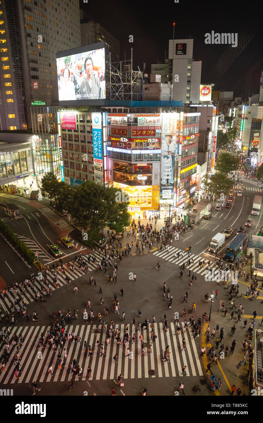 tokyo,japan - oct,8,2018:Shibuya crossroad is the one of the most ...