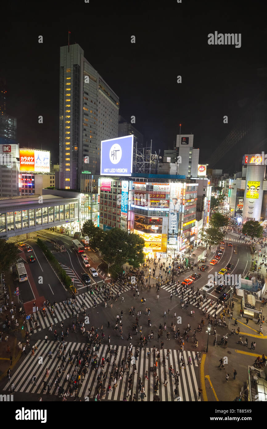 tokyo,japan - oct,8,2018:Shibuya crossroad is the one of the most ...