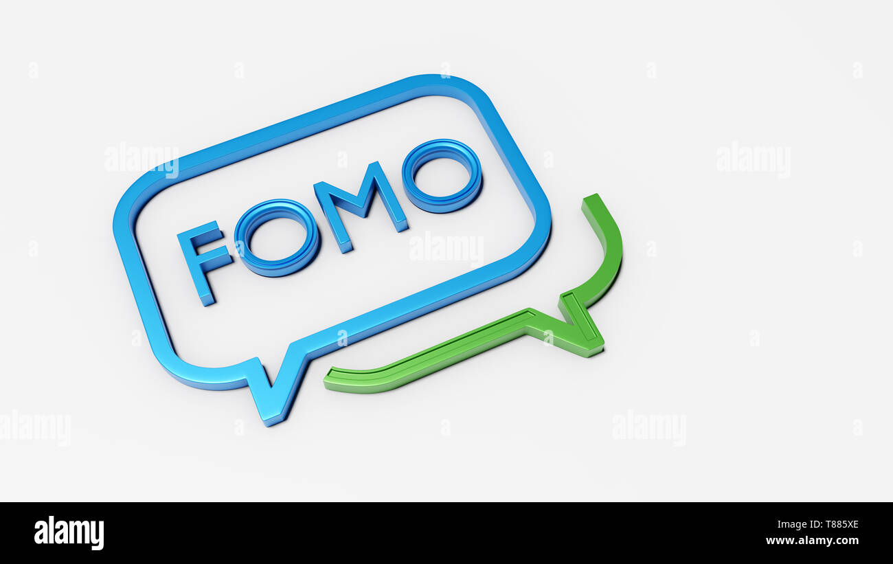 Fomo word as 3D text or logo concept placed on a white surface. 3D ...