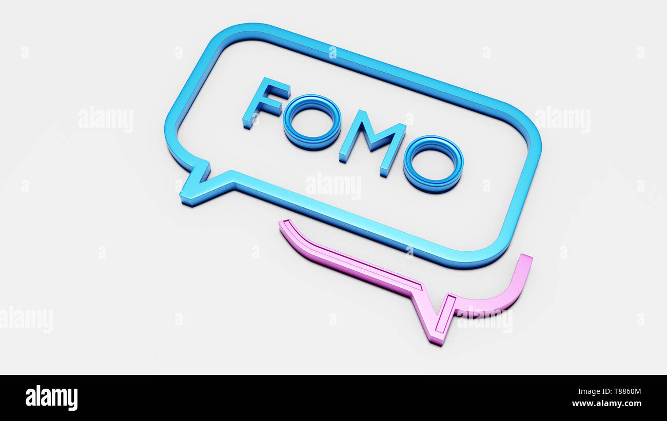 Fomo word as 3D text or logo concept placed on a white surface. 3D ...