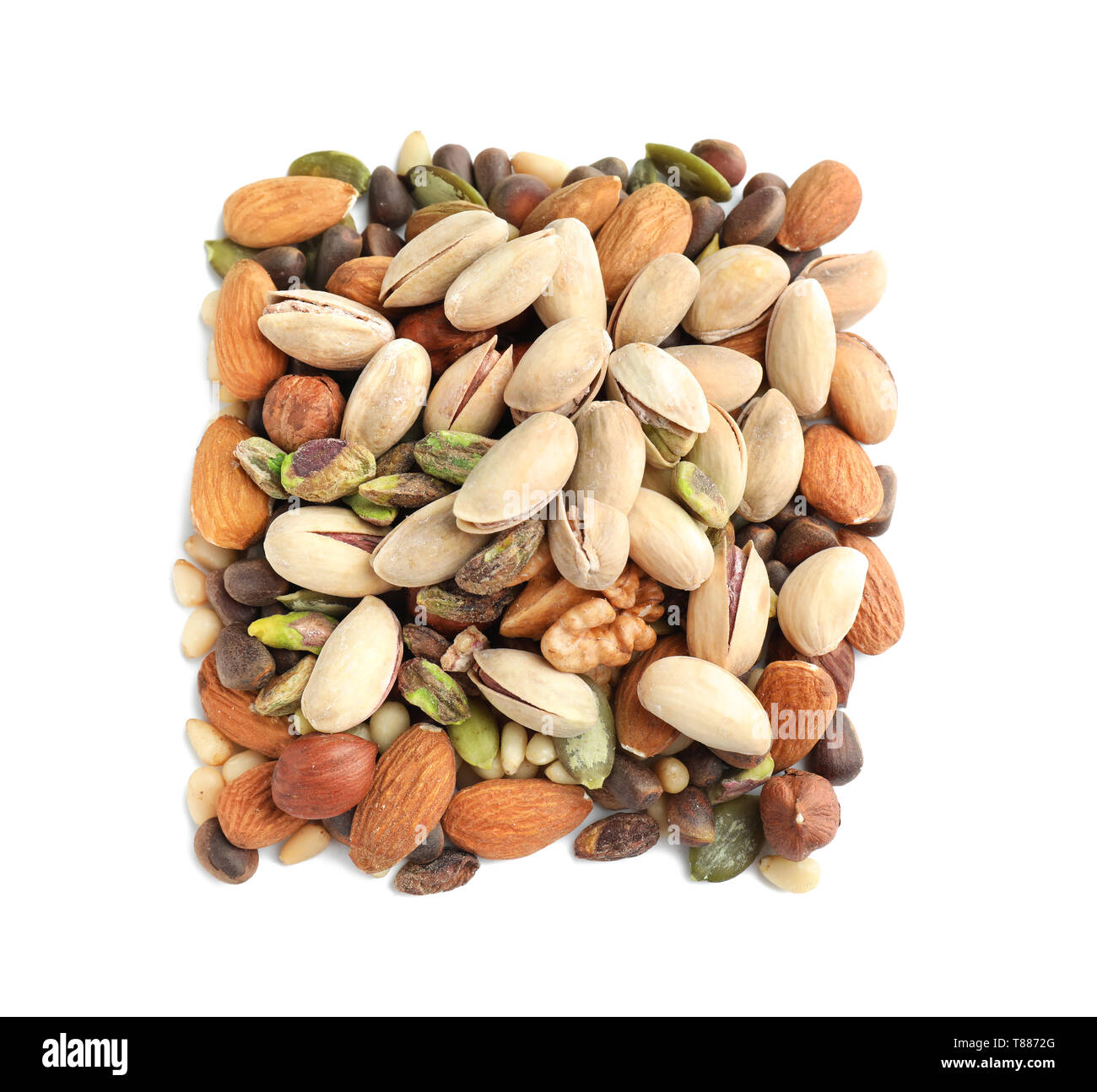 Different nuts on white background Stock Photo - Alamy