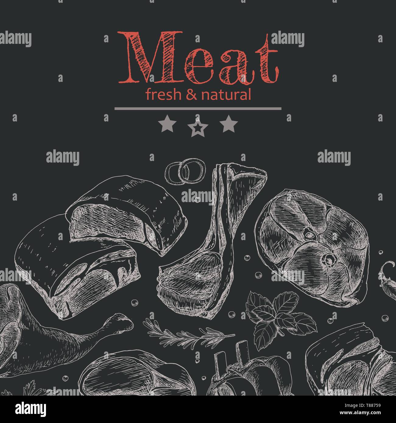 Vector background with meat products. Vector illustration for your ...