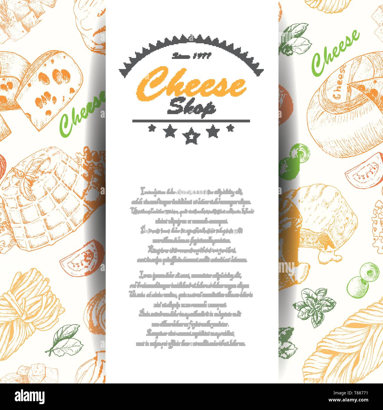 Vector background with cheese products. Vector illustration for your ...