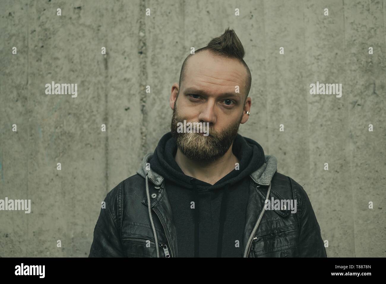 Young man leather jacket looks hi-res stock photography and images - Alamy