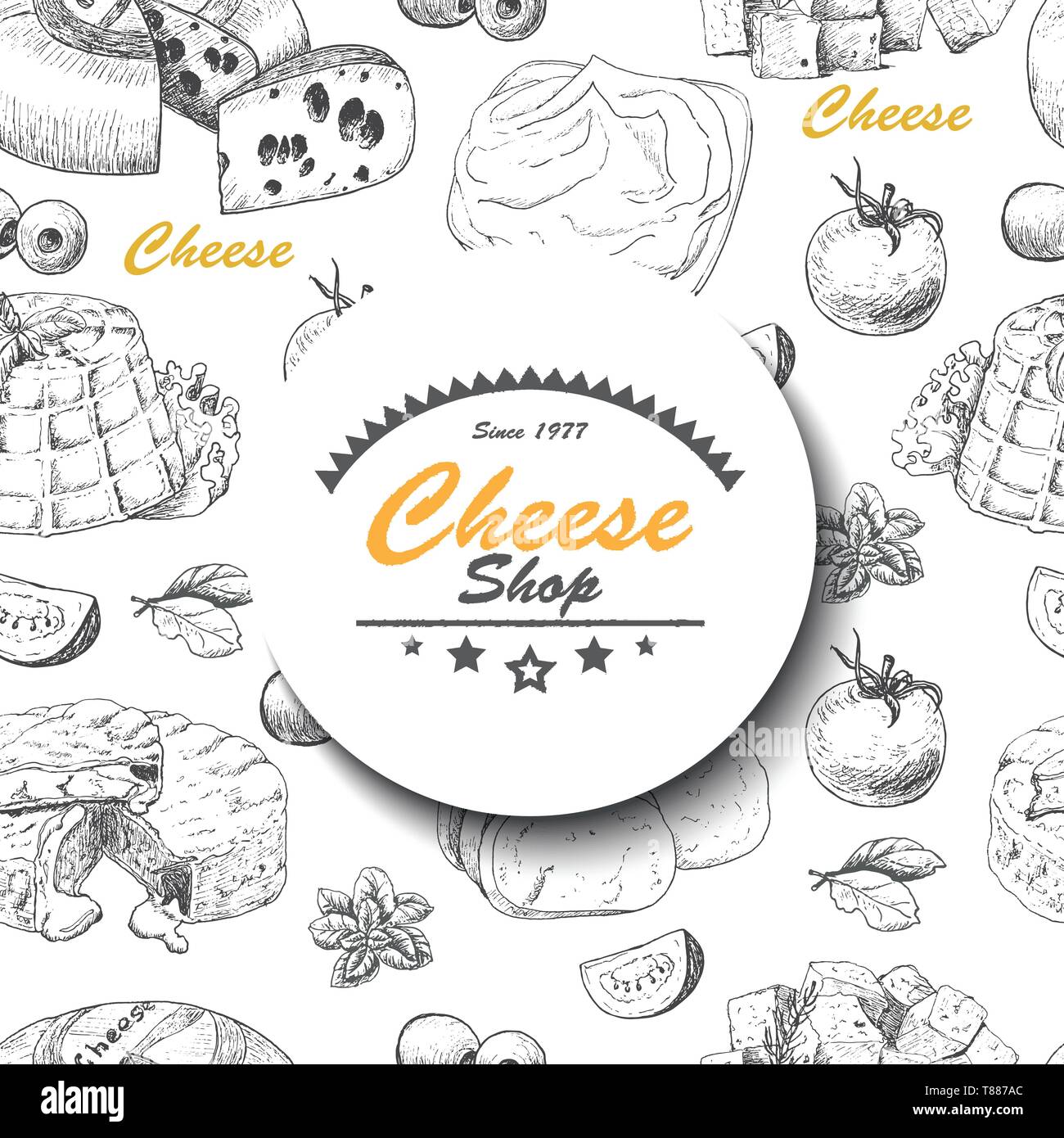 Vector background with cheese products. Vector illustration for your ...