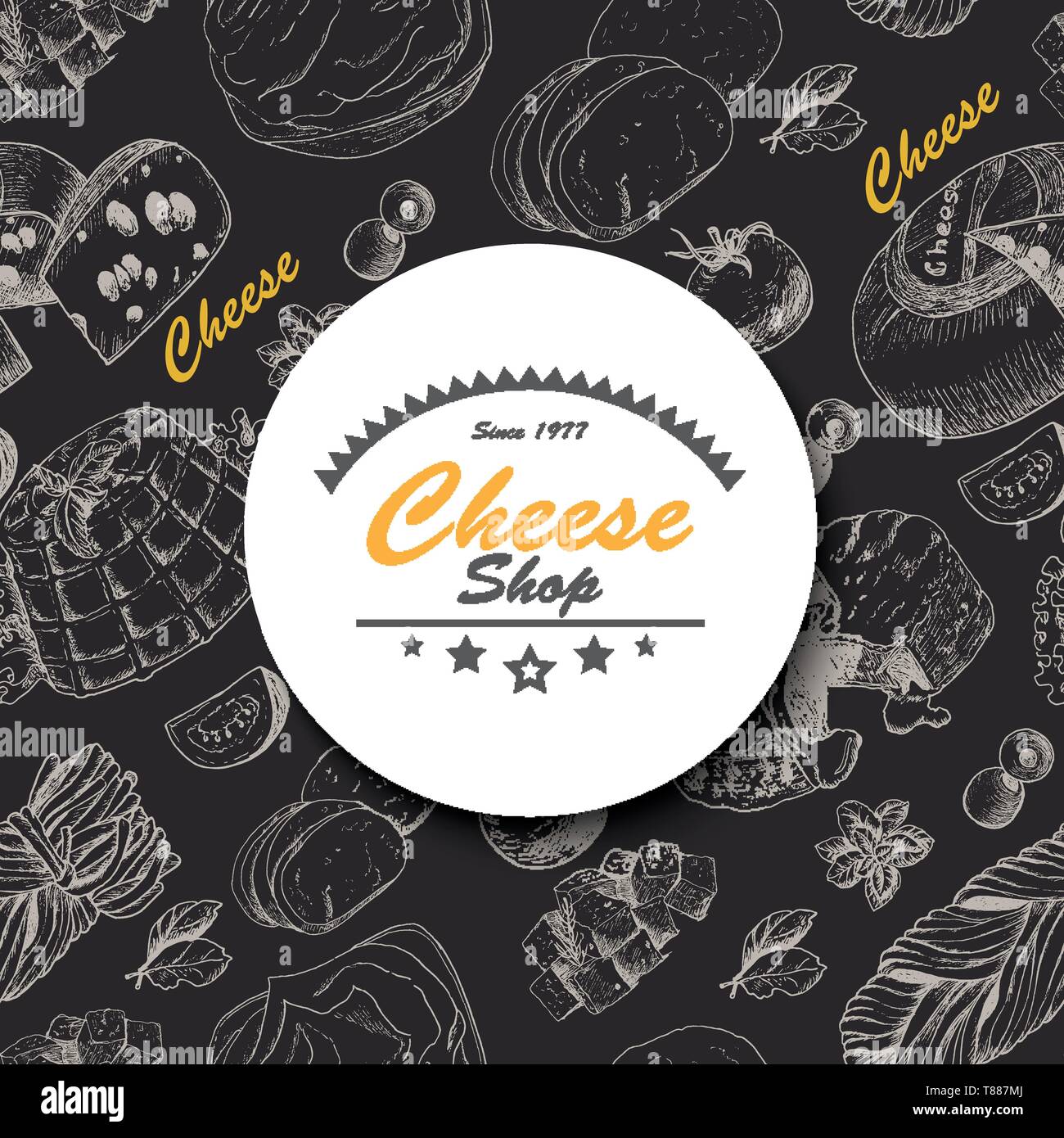 Vector background with cheese products. Vector illustration for your ...