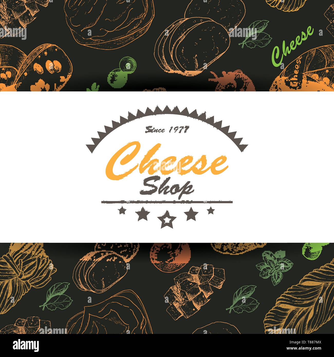 Vector background with cheese products. Vector illustration for your ...